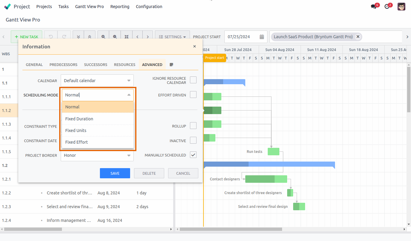 Bryntum Gantt for Odoo Docs